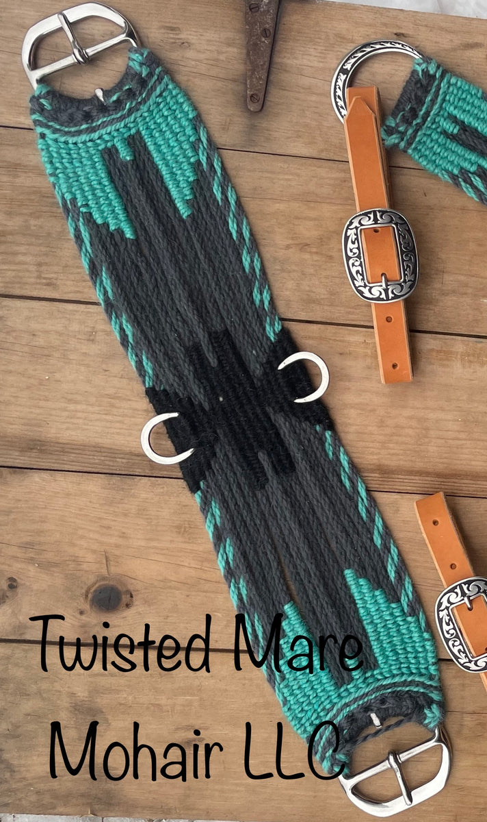 Charcoal and Turquoise Cinch – Twisted Mare Mohair LLC